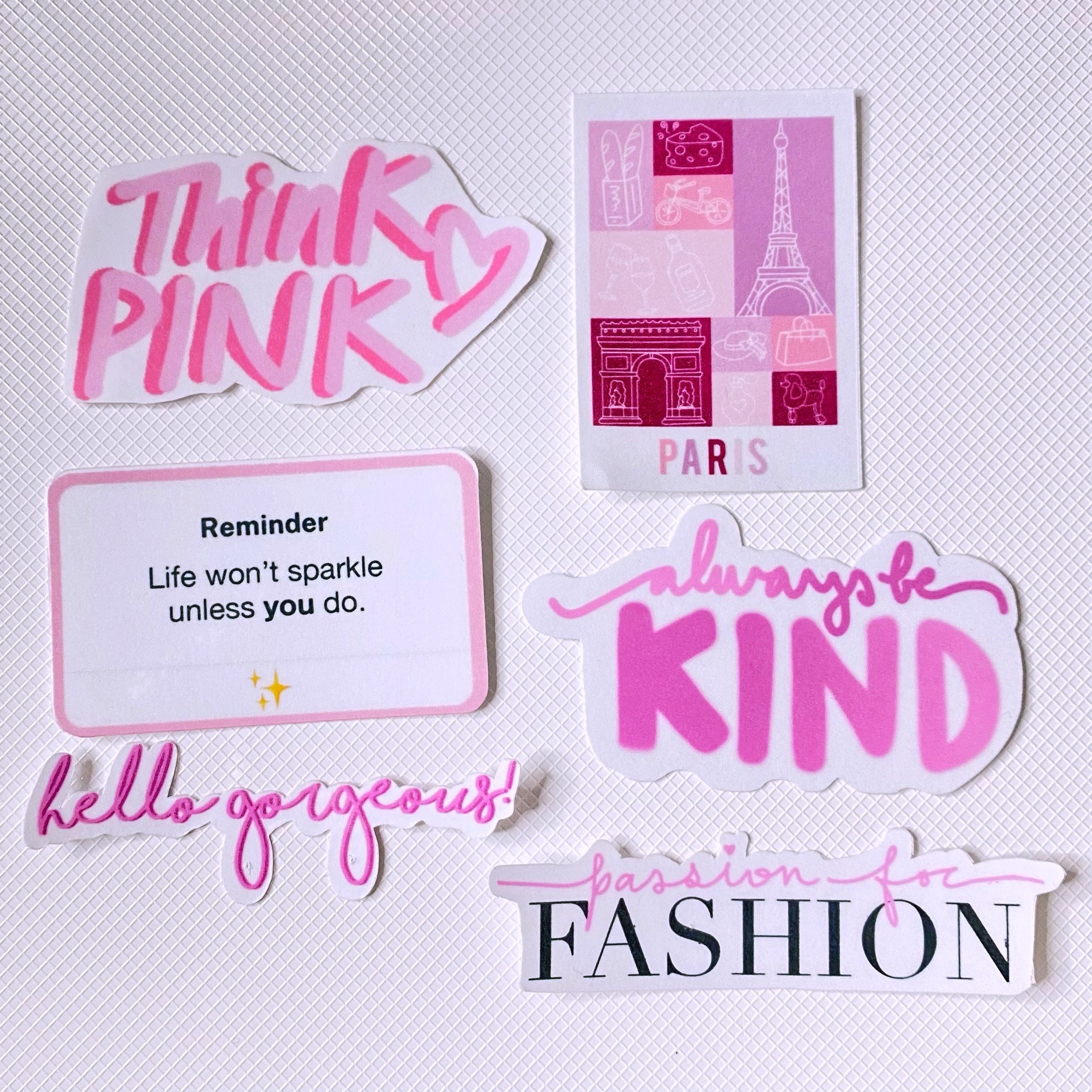 6 Piece Sticker Pack Pink Mini Stickers & Free Shipping | Etsy