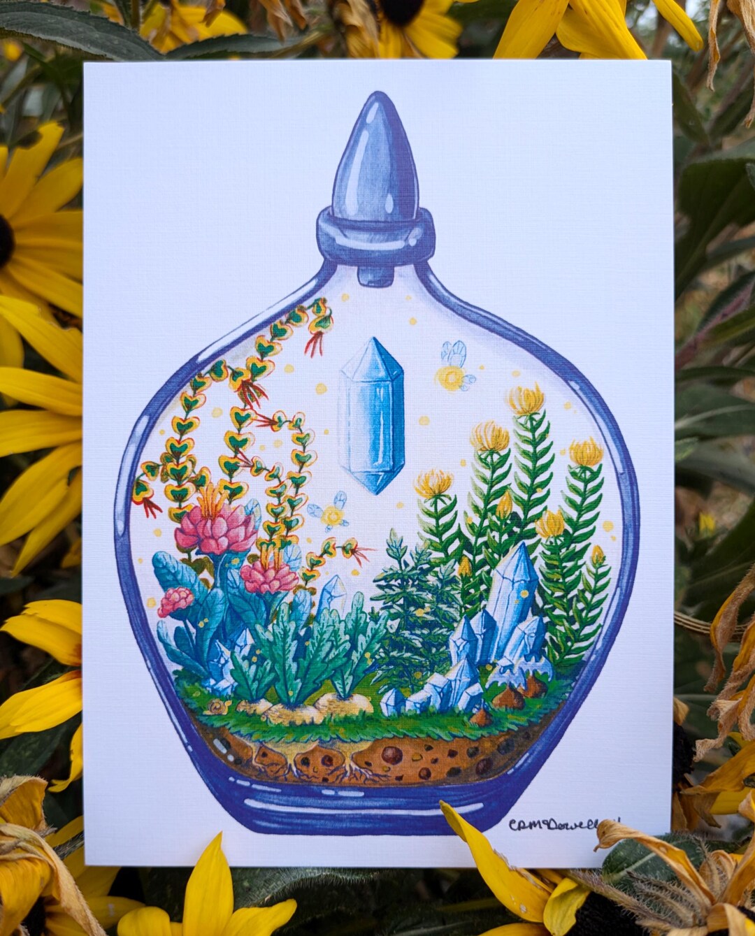 VG Terra - Crystal Courtyard Botanical Terrarium Illustration Art Print ...