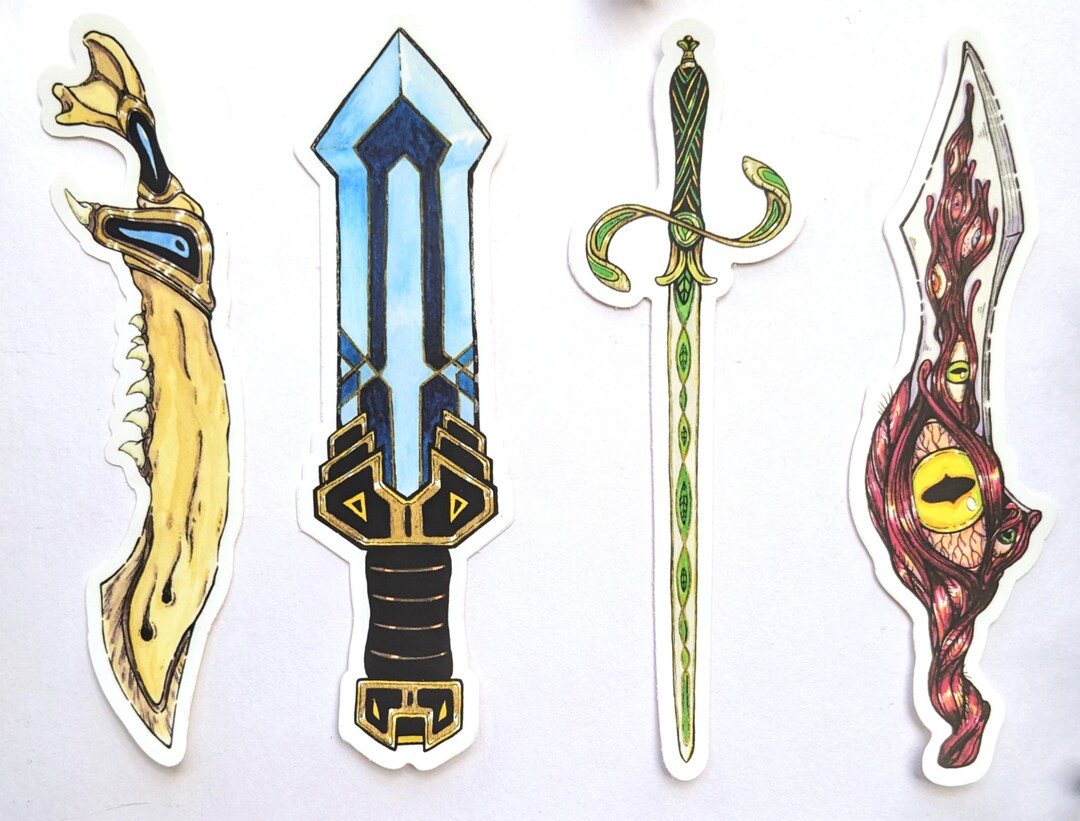 Sword Stickers Set 3 - Bone Tooth, Dwarven, Elven, and Eyes Swords 6 ...