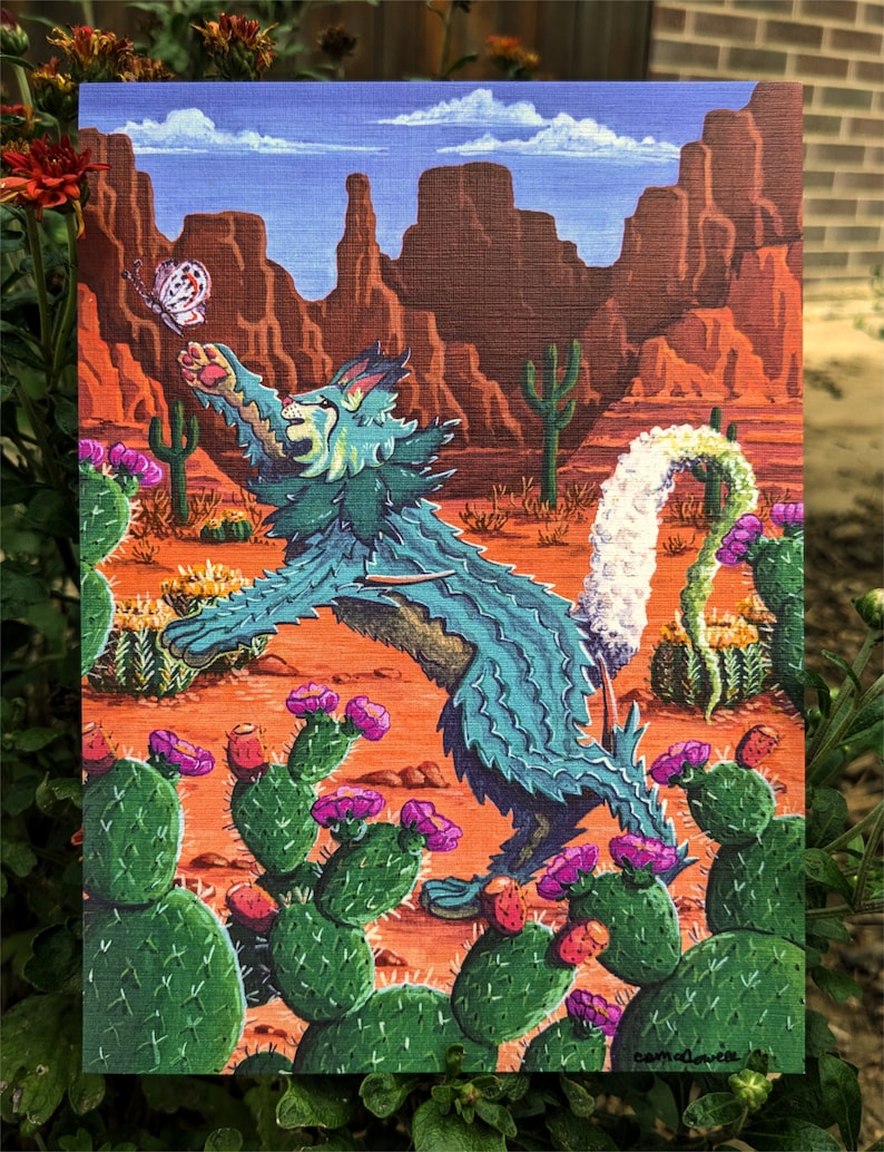 Cactus Cat Cryptid Illustration Art Print - Etsy