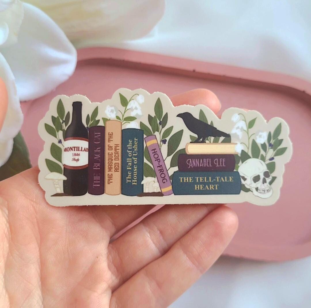 Edgar Allan Poe Sticker, Edgar Allan Poe, Poe Sticker, Bookshelf ...