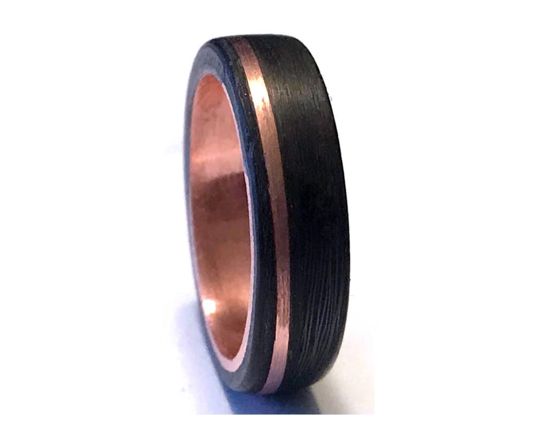 Carbon Fiber and Copper Core Ring With a Offset Copper Inlay, Carbon ...