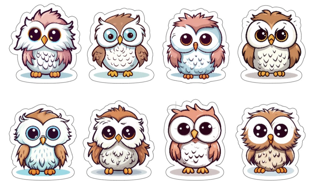 Owl Sticker Set Laminated Sticker Decal for Laptops Phones | Sticker ...