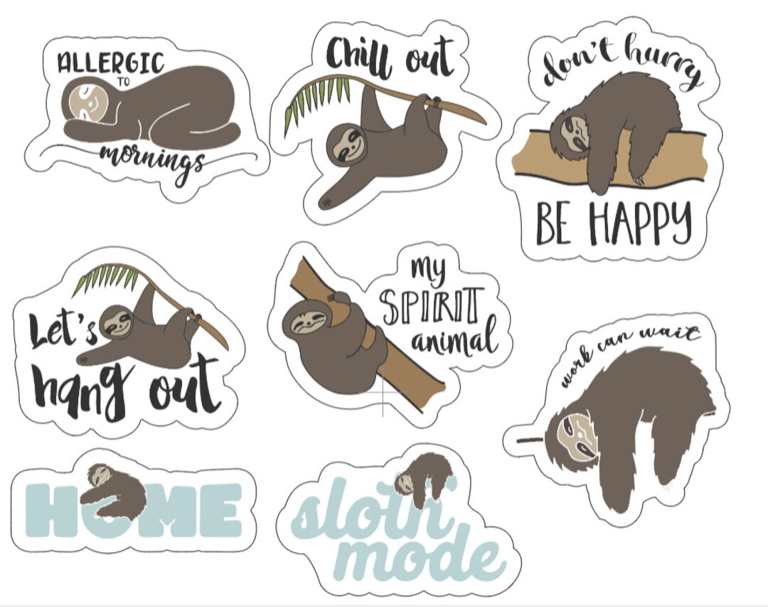 Sloth Sticker Set | Laminated Sticker Decal for Laptops Phones | Sloth ...