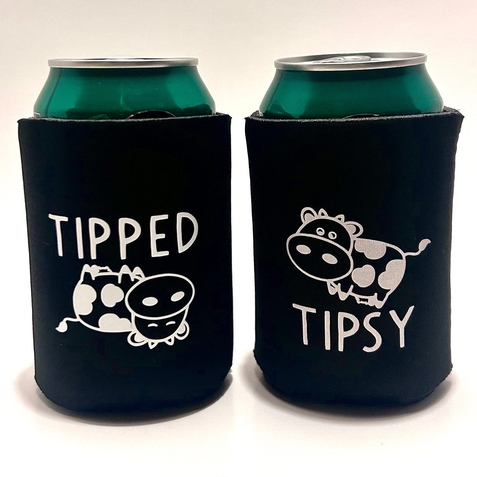 Tipped and Tipsy Cow Can Koozie Set Beer Can Cooler Beverage Chiller ...