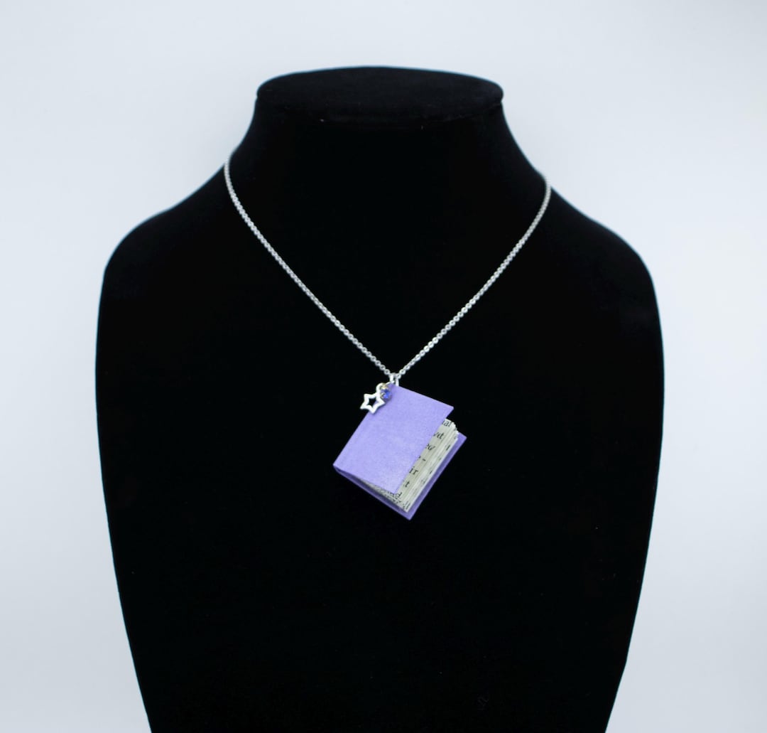 Mini Book Necklace Miniature Book Pendant Real Pages - Etsy