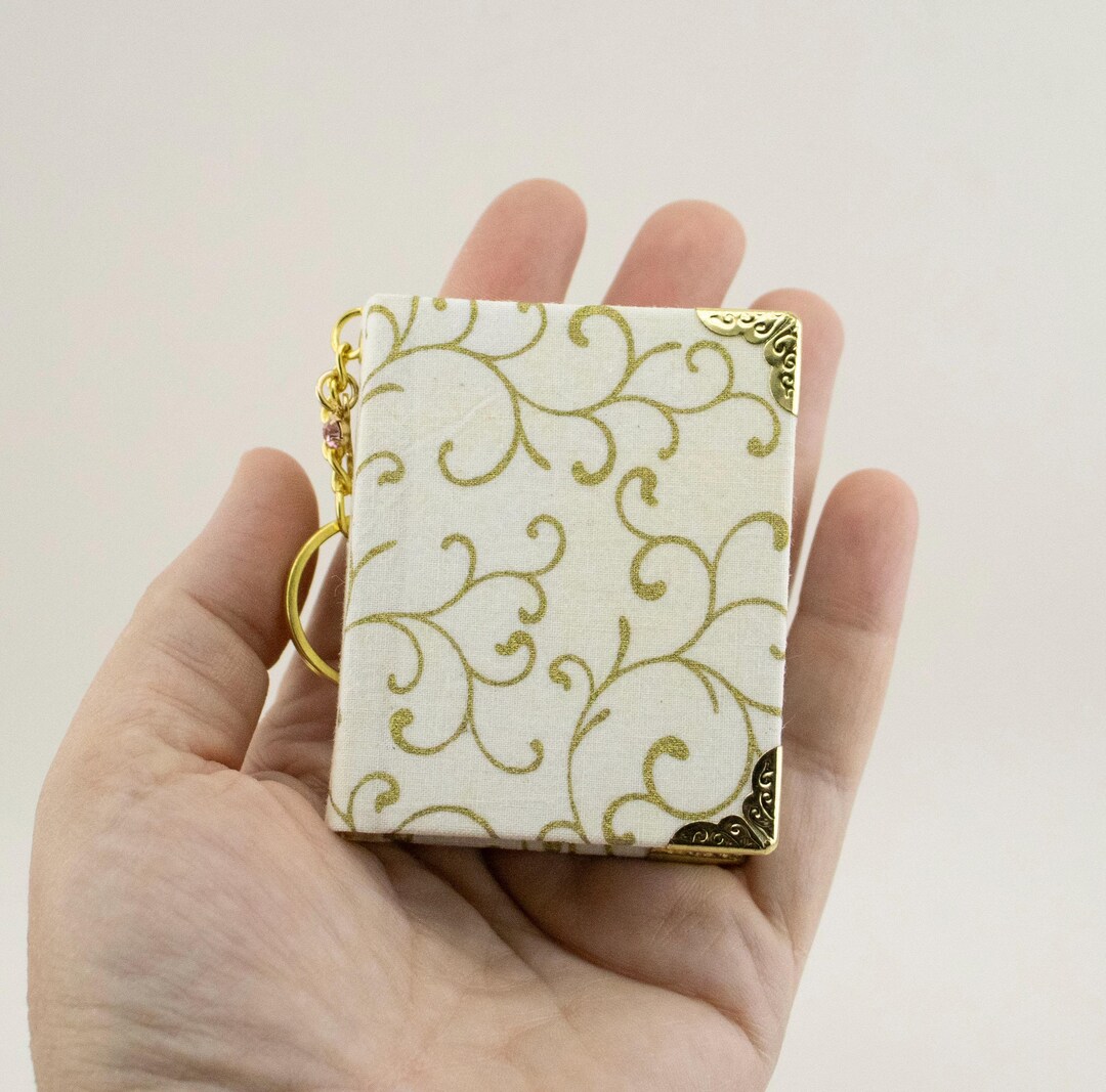 Gold Miniature Book Keychain Journal Handmade Stationery - Etsy