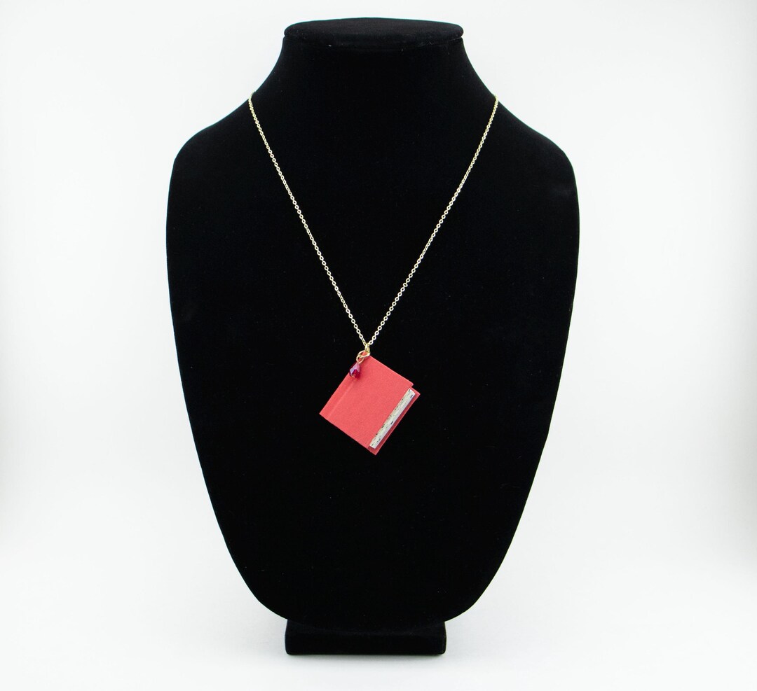 Mini Book Necklace Miniature Book Pendant Real Pages - Etsy
