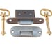 ANTIQUE BRASS Roll Top Desk Lock Set Rounded Oval Catch 2 Keys Vintage ...