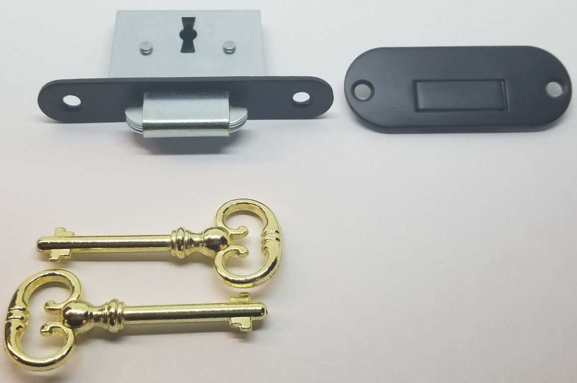 FLAT BLACK Brass Roll Top Desk Lock Set Rounded Oval Catch 2 | Etsy