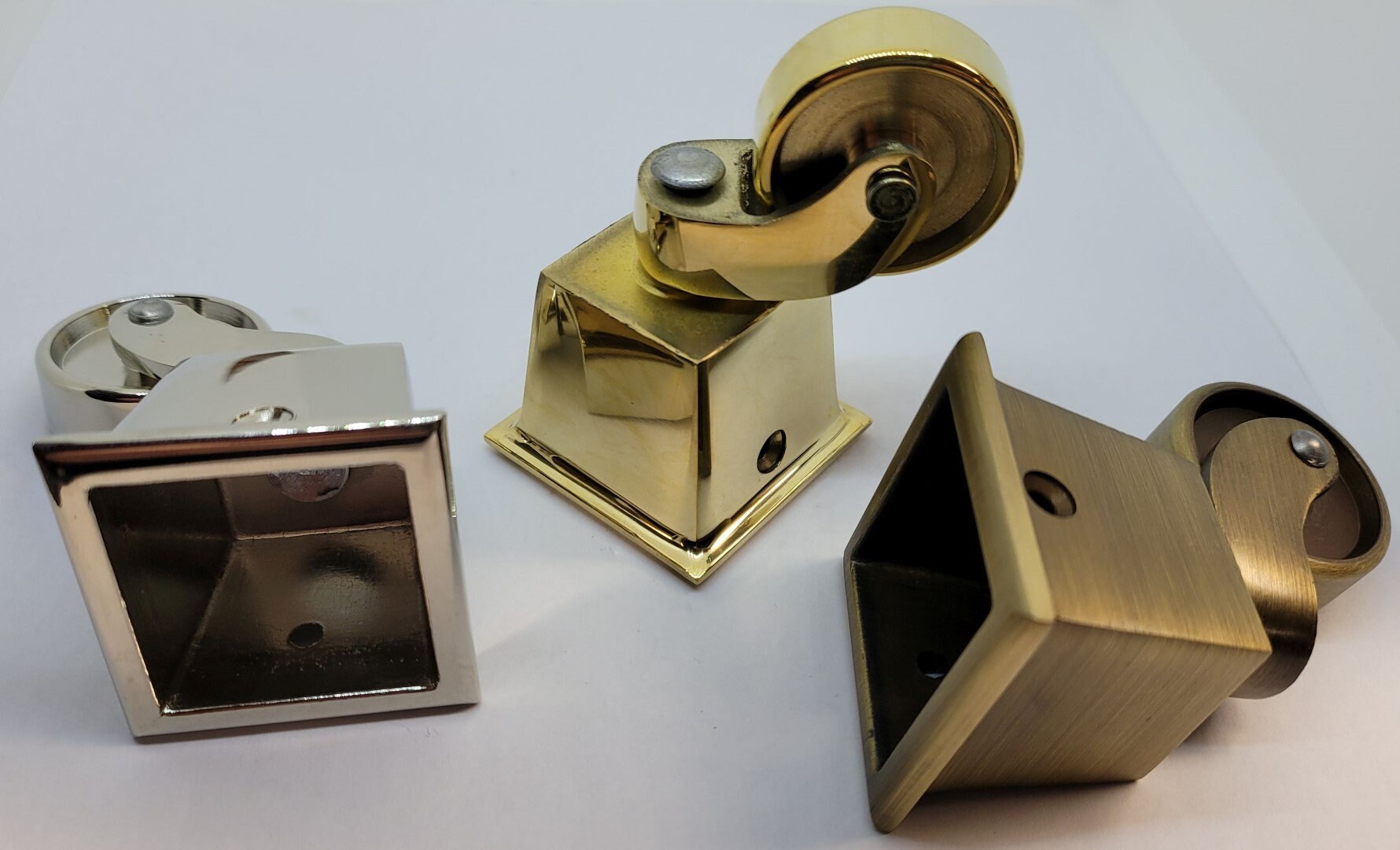 1-1/4" SQUARE CUP CASTER Solid Brass Polished Antique Nickel Wheel ...