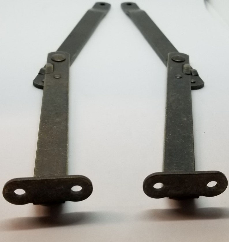 Pair (2) Antique Brass Steel Drop Front Desk Lid STAYS Hinges Mailbox ...