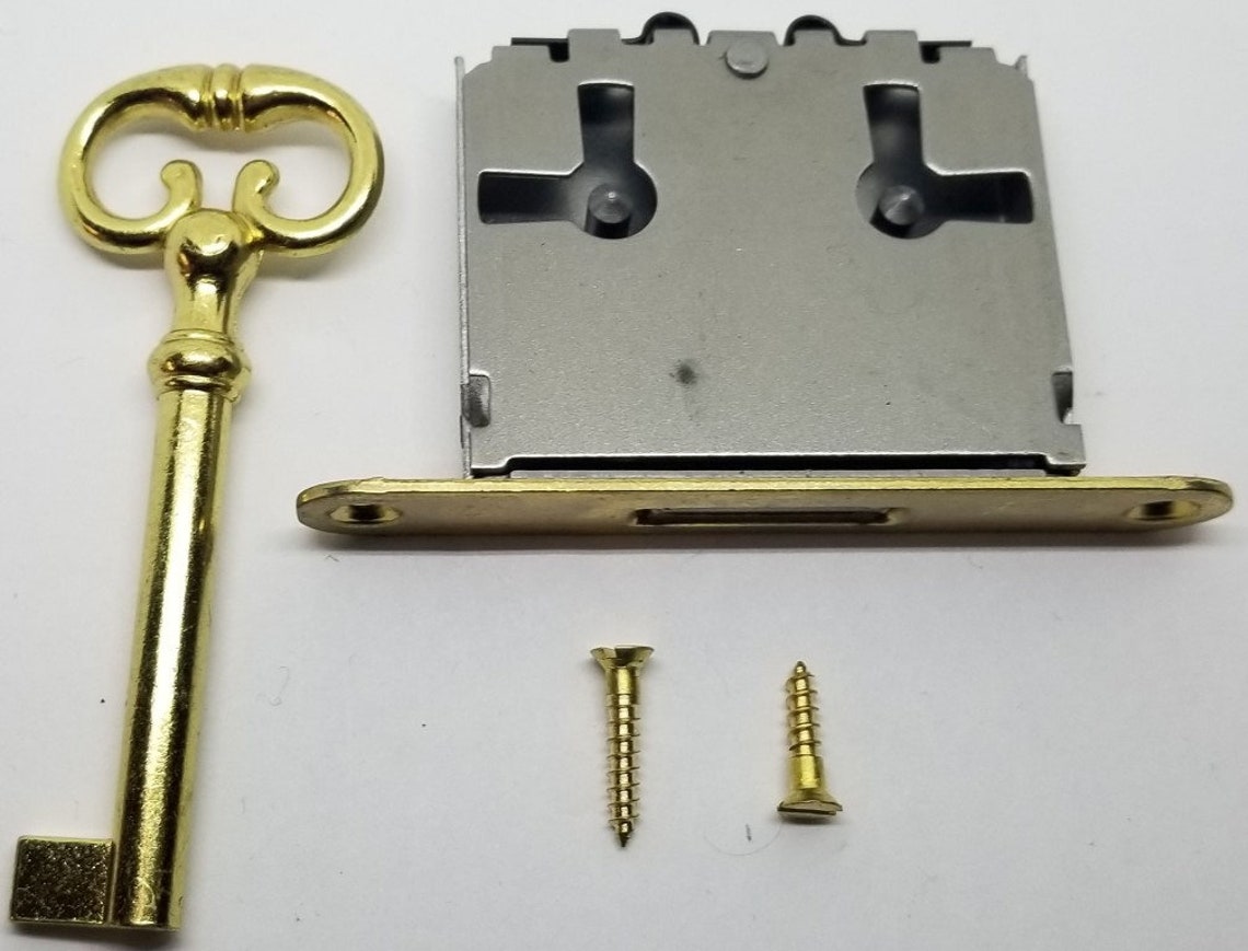 1-5/8 Full Mortise Lock & Key 3 Way Mount Brass Trunk | Etsy
