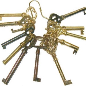 Sample Set of 12 Skeleton Keys (DOZEN) Polished Antique Lock Mortise ...