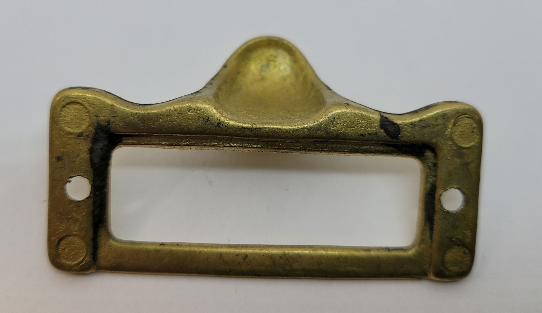 Solid Brass File Cabinet Card Holder Pull Label Tag Antique Vintage ...