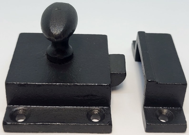 Cast Iron Cabinet Latch - 2 Sizes - Spring Loaded Handle Turn Antique ...