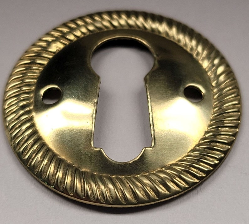 1" Keyhole Cover Rope Edge Early American Style Stamped Brass & Aged ...