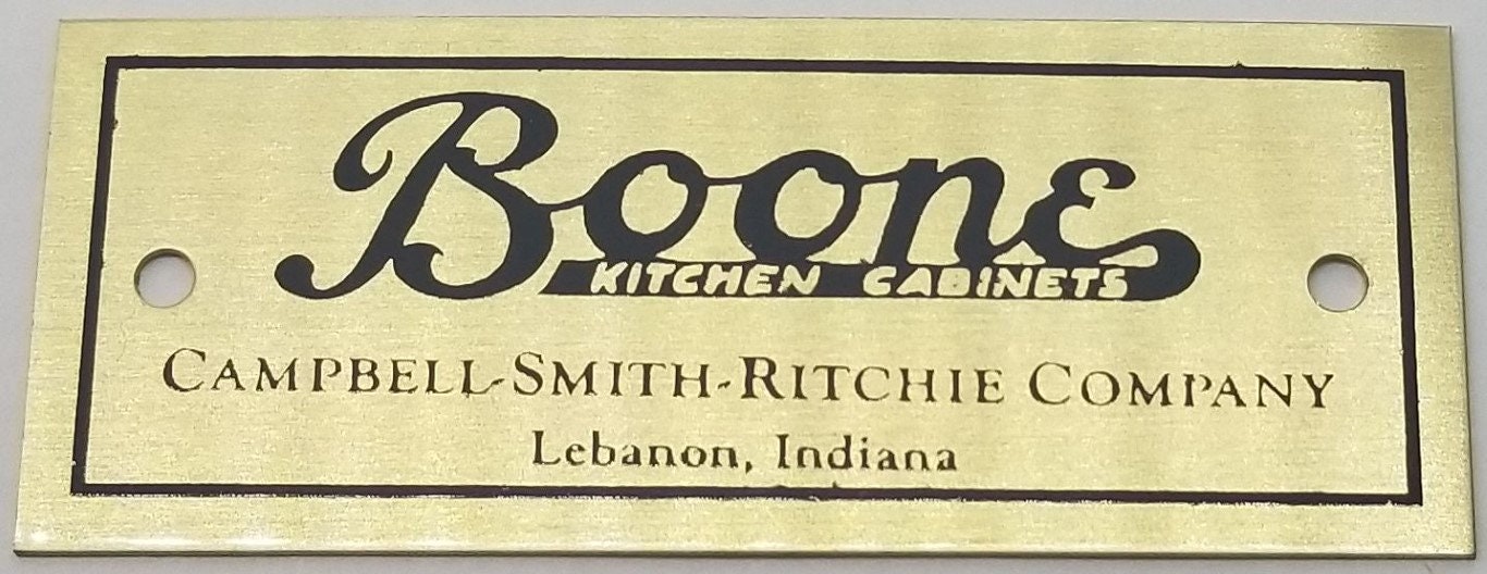 BOONE Brass Name Plate Cabinet Label Badge Hoosier Sellers Antique ...