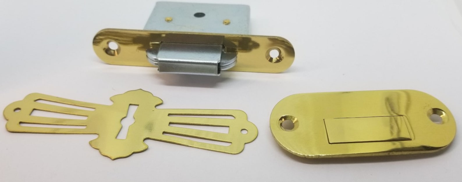 Full Mortise Roll Top Desk Lock SET Rounded Plates Brass Lock Catch 2 ...