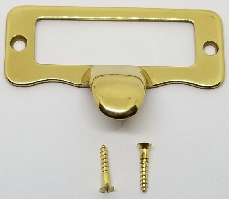 Solid Brass File Cabinet Card Holder Pull label tag antique | Etsy