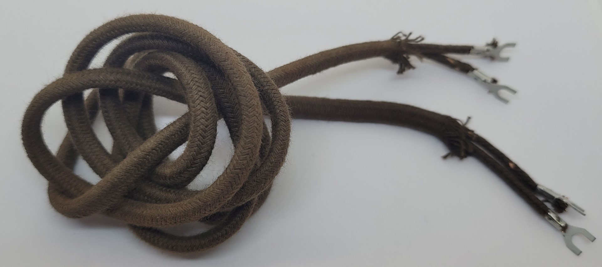 Antique Brown Cloth Covered Telephone RECEIVER CORD 35 Inches Old ...