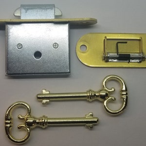 LACQUERED BRASS Roll Top Desk Lock Set Rounded Oval Catch 2 Keys ...