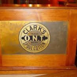 Clark's Spool Cabinet Decal Thread Vintage Antique Sticker Back Badge ...
