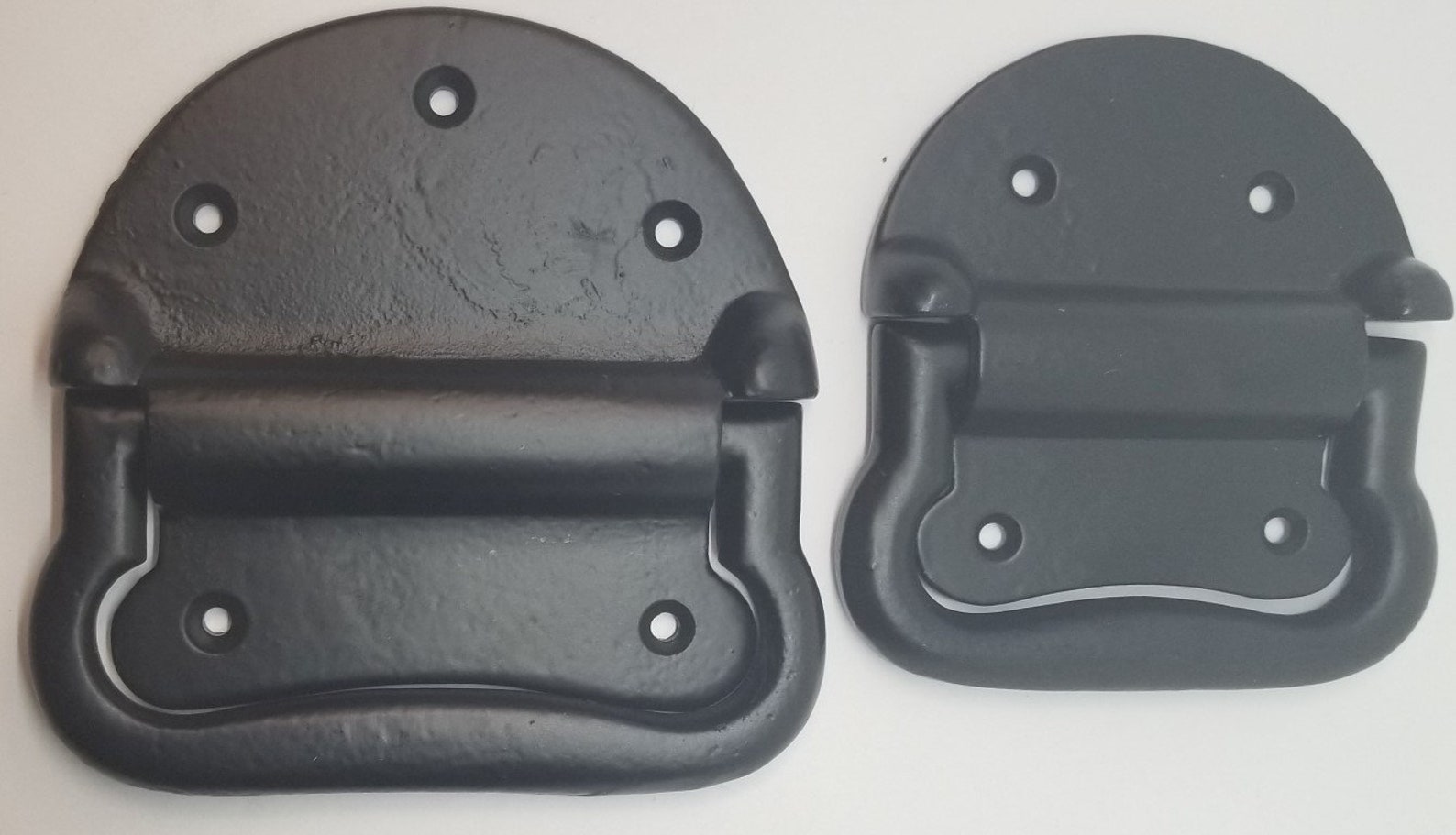 SMALL CAST IRON Trunk Handle Antique Vintage Old Black Heavy Duty Solid ...