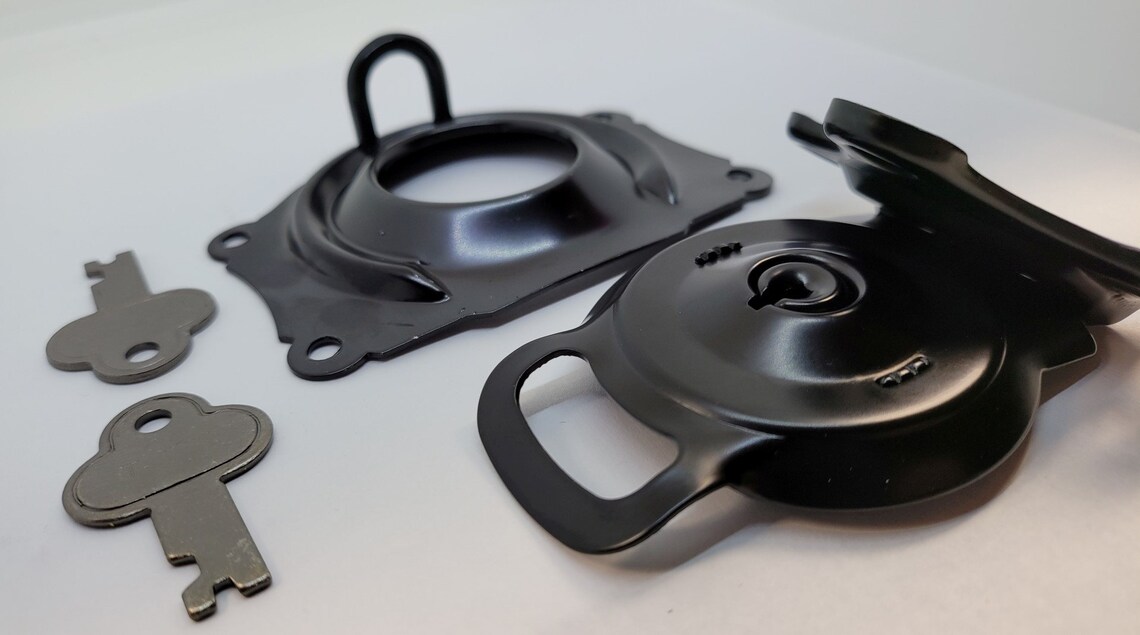 SHORT BLACK POWDER Coated Steel Trunk Lock With Keys Chest | Etsy