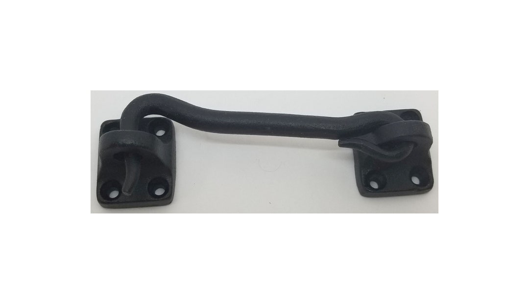 4 Inch EYE & HOOK BOLT Lock Cast Iron Black Powder Coated Gate Barn ...