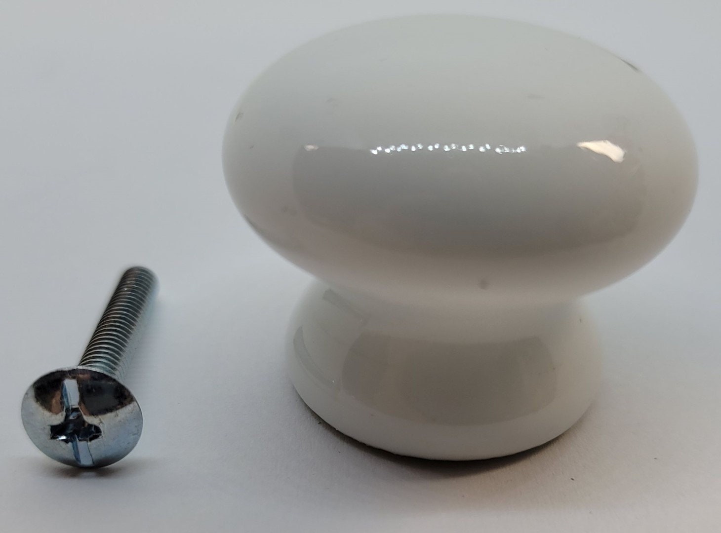1-1/2" White Porcelain Round Knob (solid Top - Hidden Screw) Handle ...