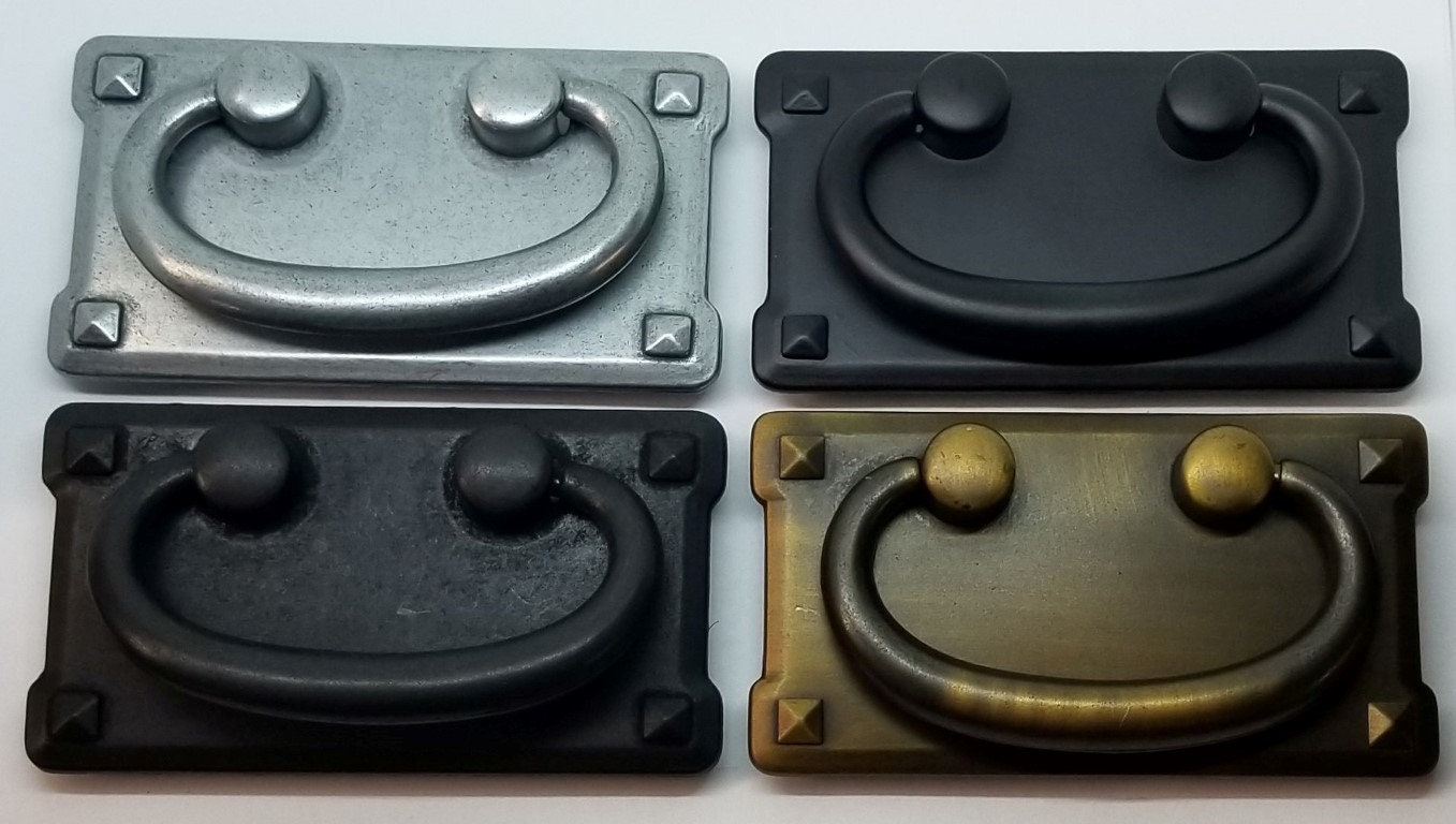 DISTRESSED BLACK DOUBLE Horizontal Mission Style Drawer Pull | Etsy