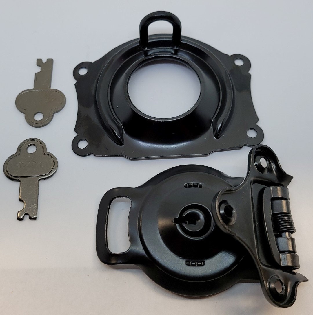 SHORT BLACK POWDER Coated Steel Trunk Lock With Keys - Chest Steamer ...