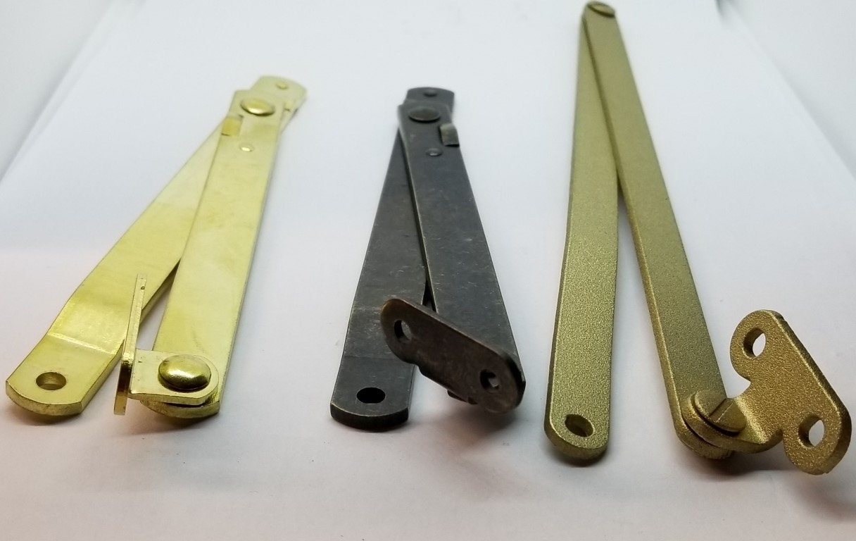 Pair (2) Brass Plated Steel Drop Front DESK LID STAYS Hinges Mailbox ...