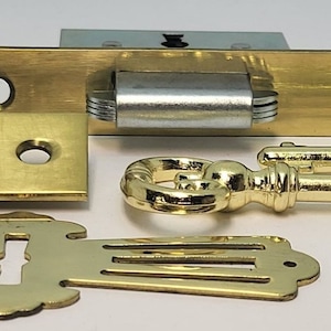 Full Mortise Roll Top Desk Lock Set SQUARE PLATE Brass Lock Catch 2 ...