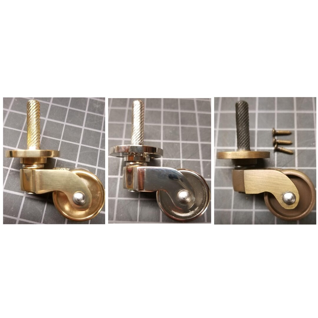 Solid Brass Cast Stem Caster Plate Wheel Polished Nickel Antique Cart ...
