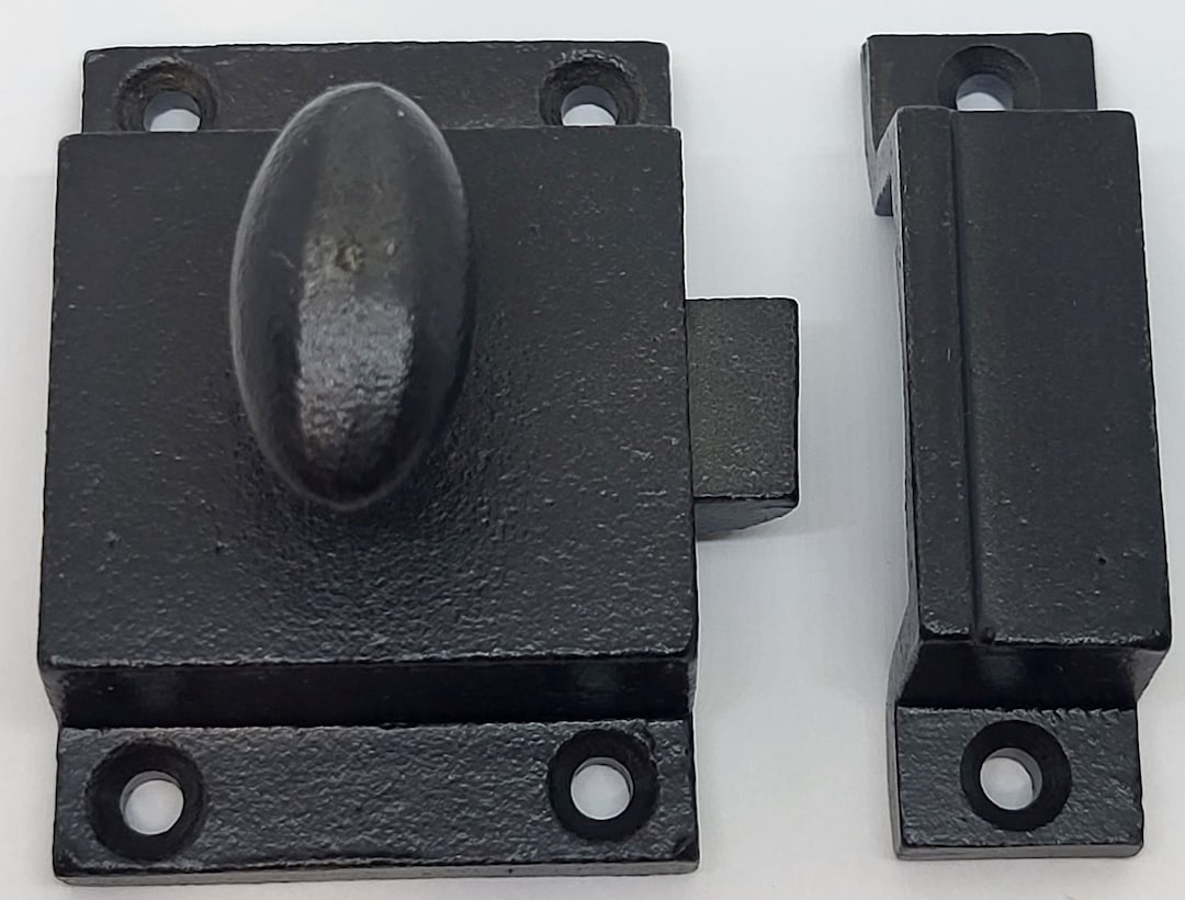 Cast Iron Cabinet Latch - 2 Sizes - Spring Loaded Handle Turn Antique ...