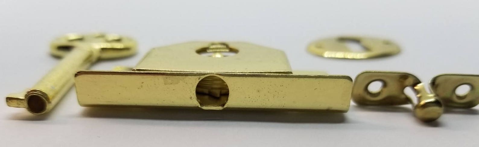 Small Brass Chest Lock With Key Jewelry Box Keepsake Tiny Antique ...