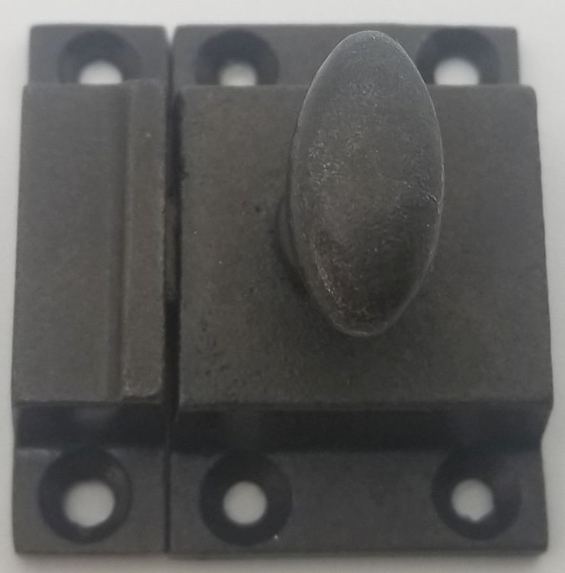 Cast Iron Cabinet Latch - 2 Sizes - Spring Loaded Handle Turn Antique ...
