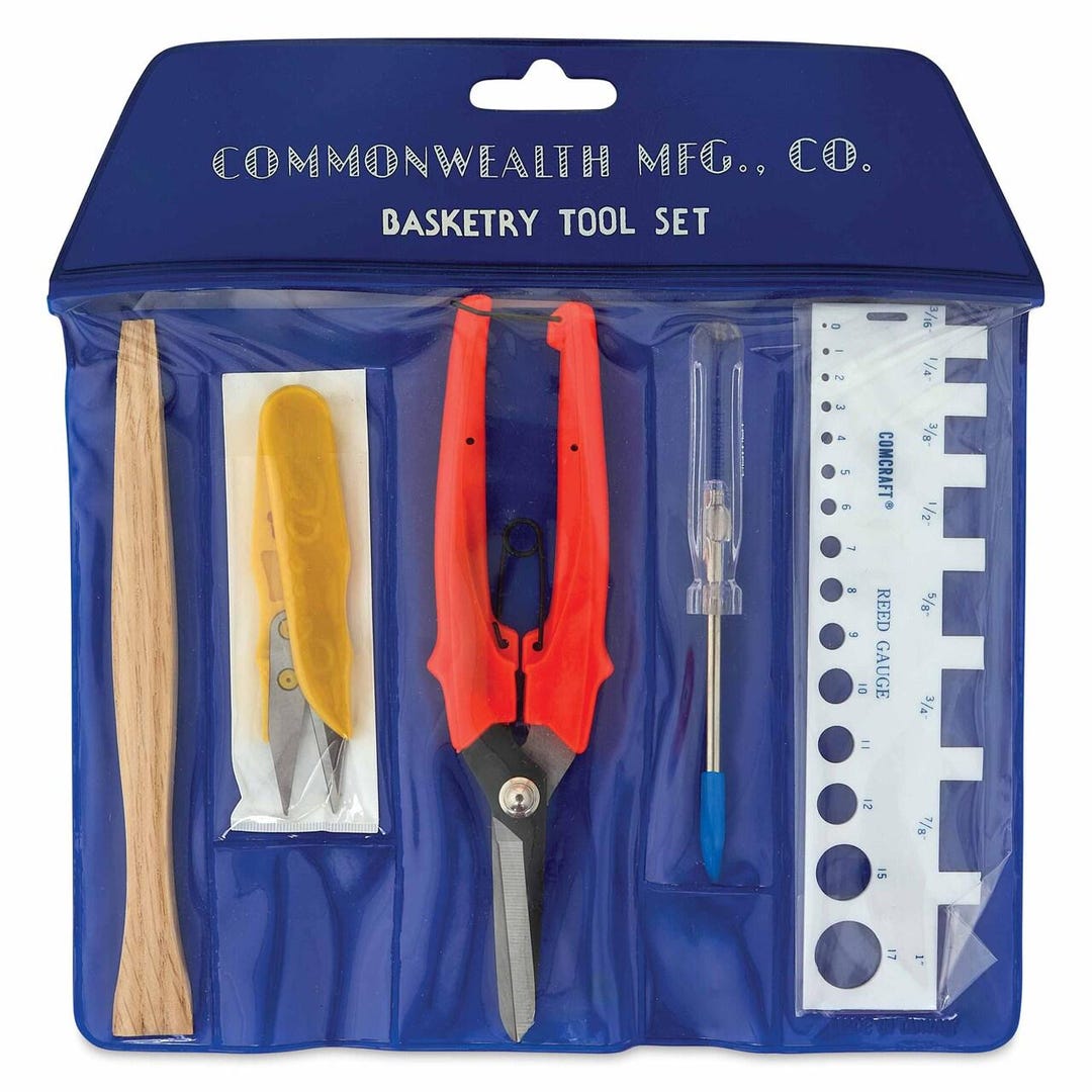 Commonwealth Basketry 5 Piece Tool Set Kit Basket Weaving Awe Reed ...