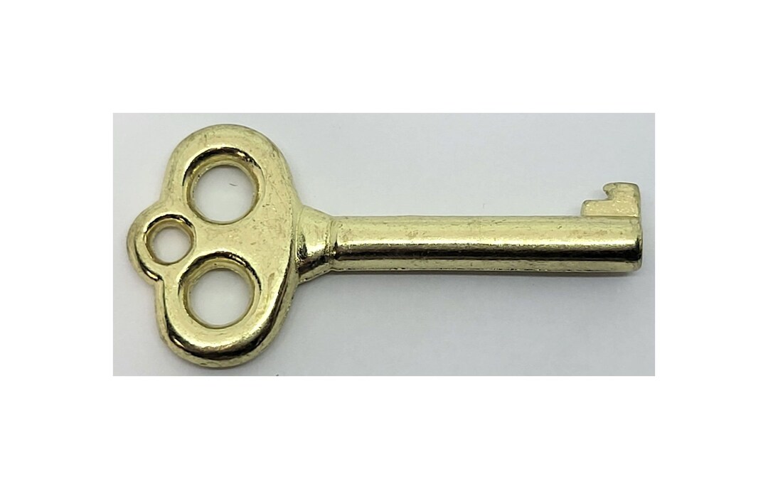 Small Cast Brass Key Polished Skeleton Antique Retro Desk Cabinet Hope ...