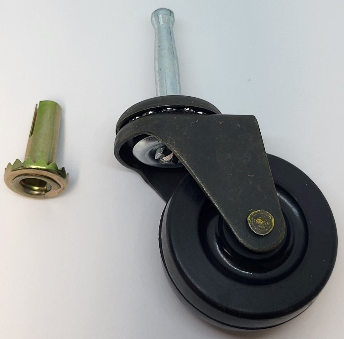 2 Inch RUBBER Wheel Caster Antique Brass Aged Finish | Etsy