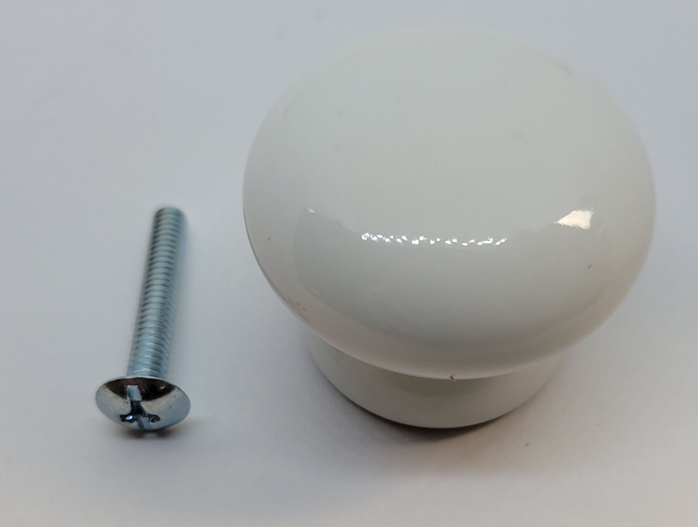 1-1/2" White Porcelain Round Knob (solid Top - Hidden Screw) Handle ...