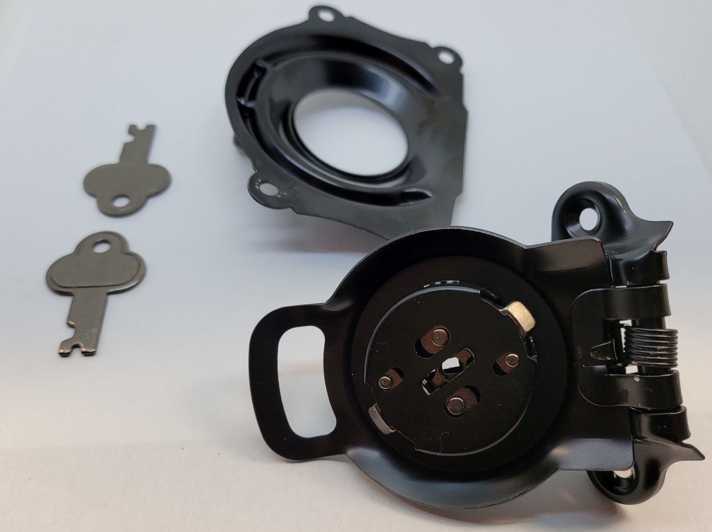 SHORT BLACK POWDER Coated Steel Trunk Lock With Keys - Chest Steamer ...