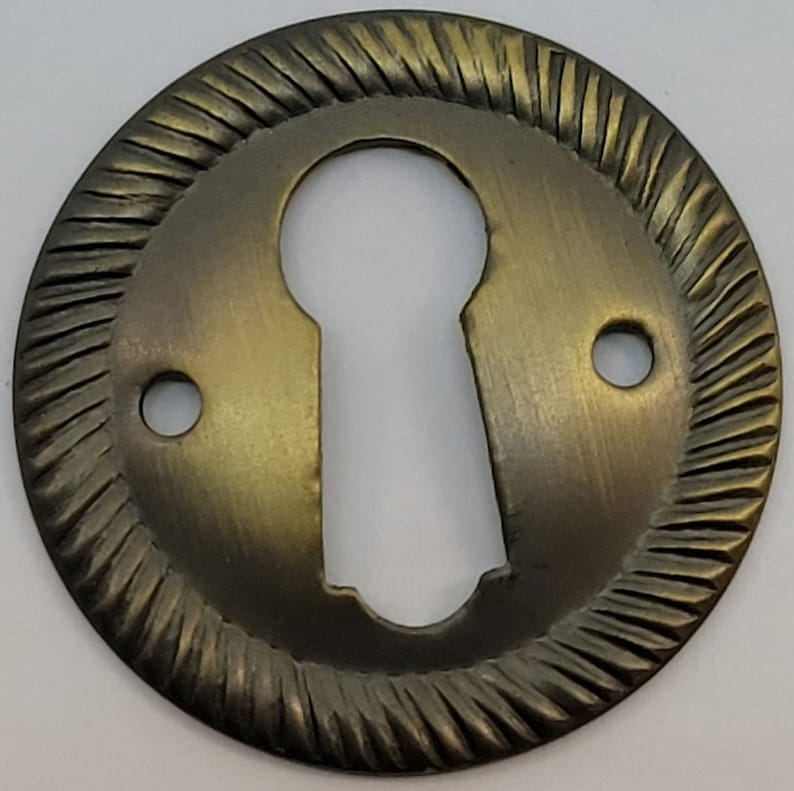 1" Keyhole Cover Rope Edge Early American Style Stamped Brass & Aged ...