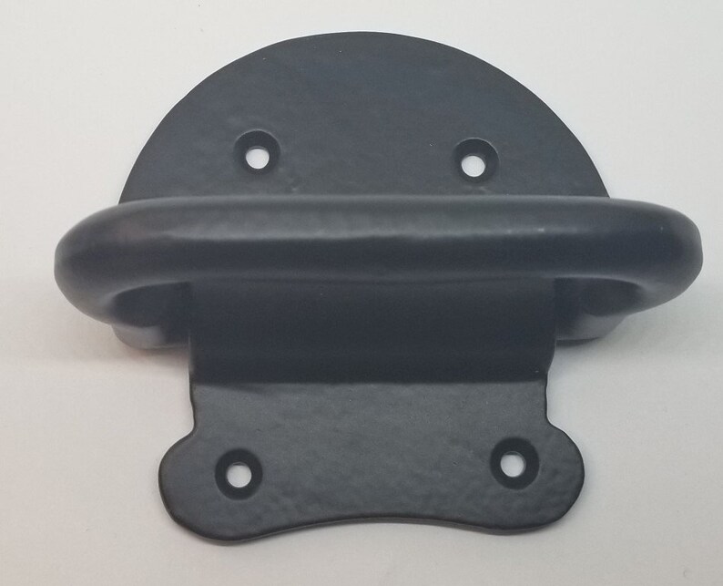 SMALL CAST IRON Trunk Handle Antique Vintage Old Black Heavy Duty Solid ...