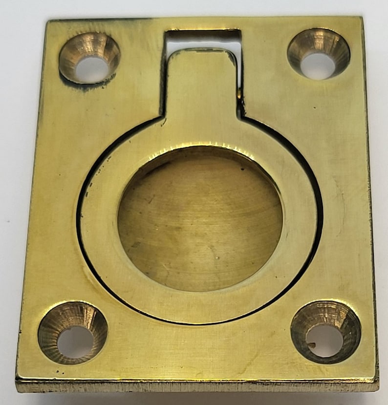 Solid Brass Flush Ring Pull Modern Hidden Knob Handle Nickel Mid ...