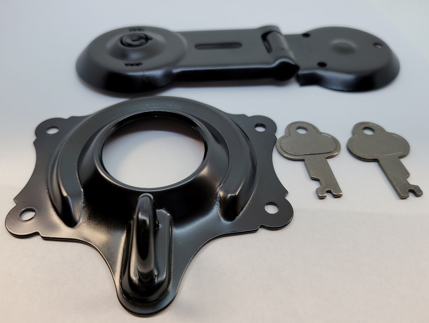 BLACK POWDER COATED Steel Trunk Lock with Keys chest steamer | Etsy