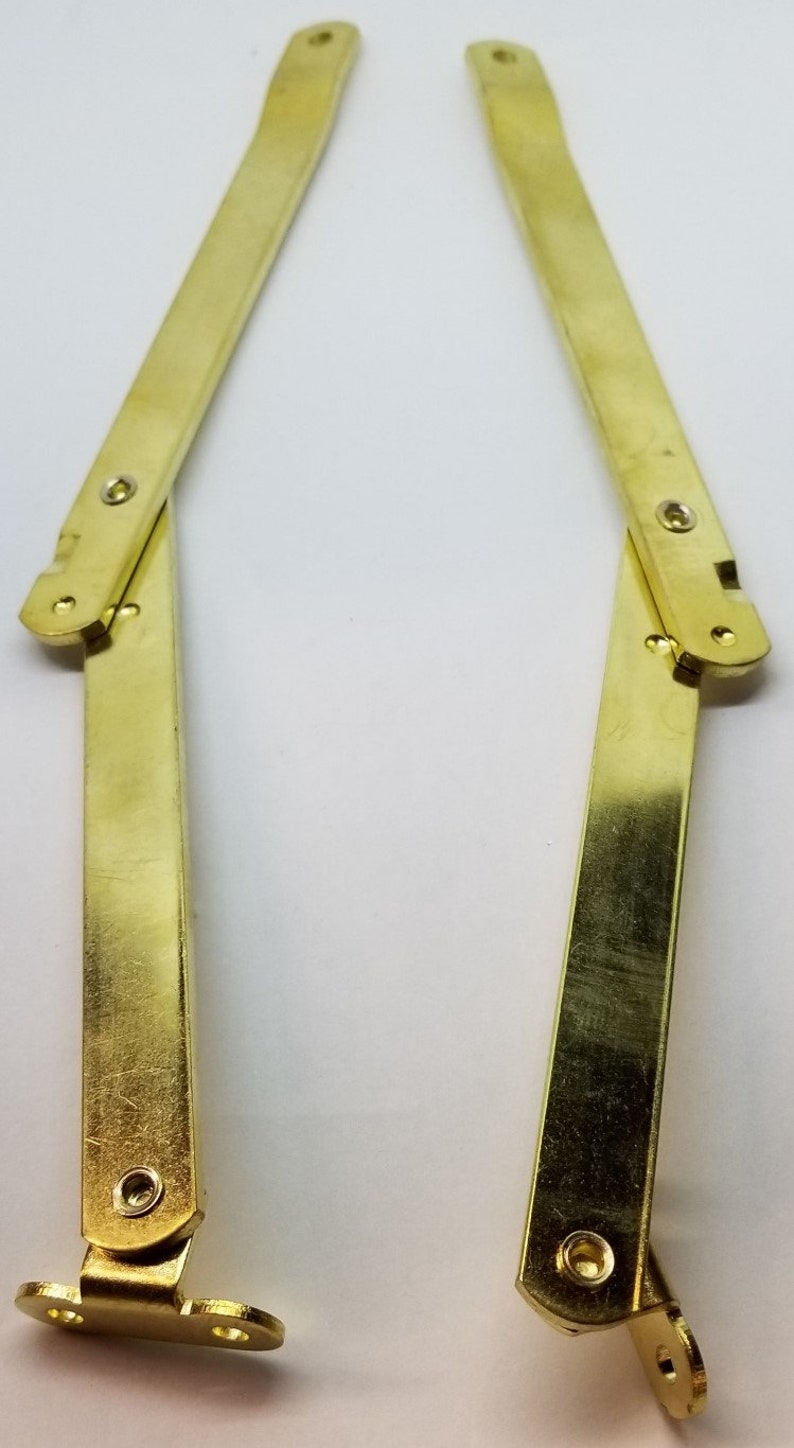 Pair 2 Brass Plated Steel Drop Front Desk Lid Stays Hinges Etsy