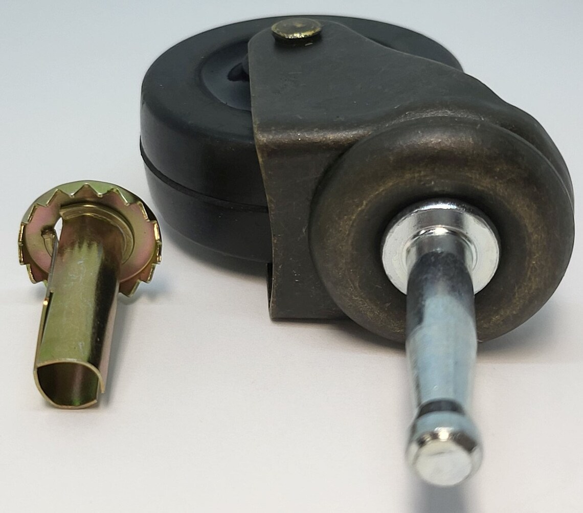 2 Inch RUBBER Wheel Caster Antique Brass Aged Finish | Etsy